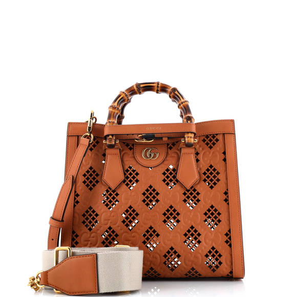 Gucci | Bags | Gucci Small Diana Nm Logo Bamboo Handle Tote Gg Debossed ...